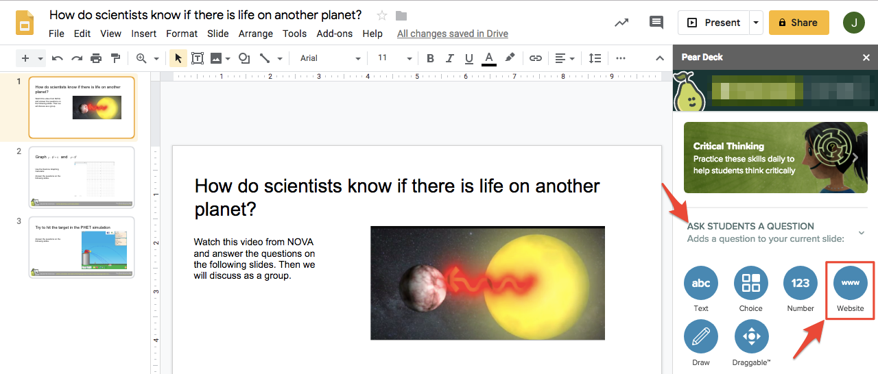 Embed Websites and Activities in your Pear Deck