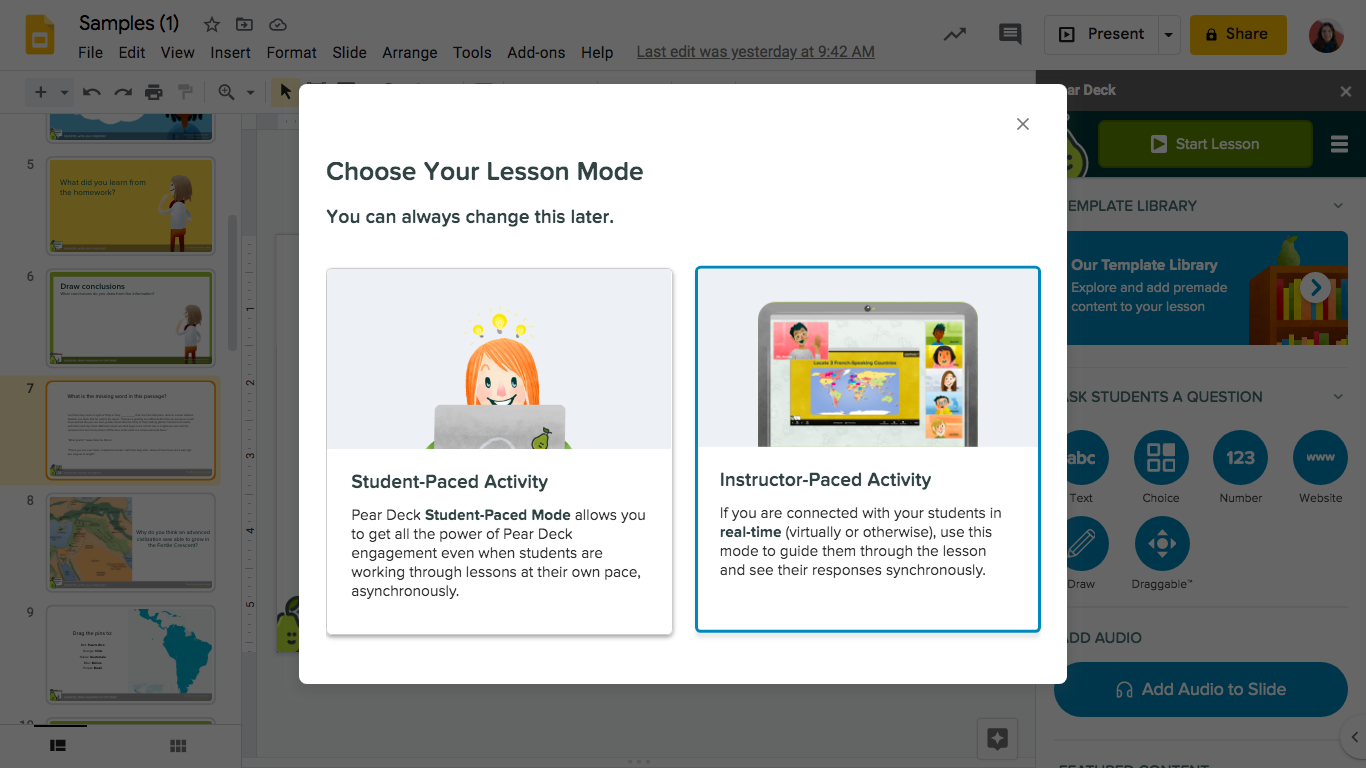 Present Google Slides Animations with the Pear Deck Power-Up